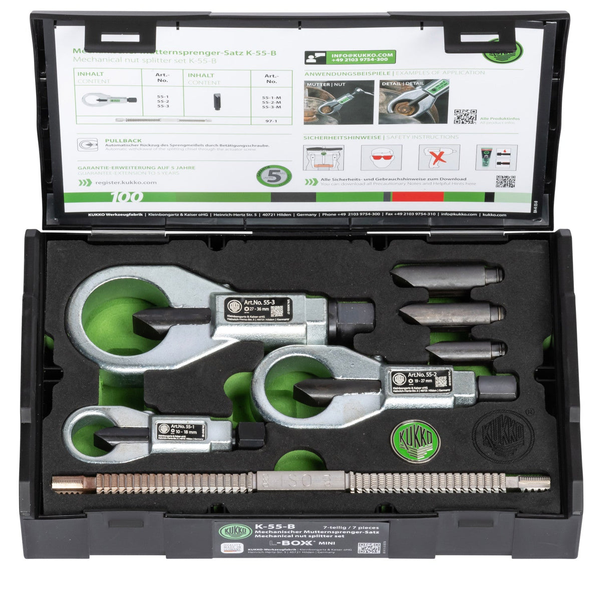Kukko K-55-B Single Edge Mechanical Nut Splitter Set (Nut Size 10-36 m ...
